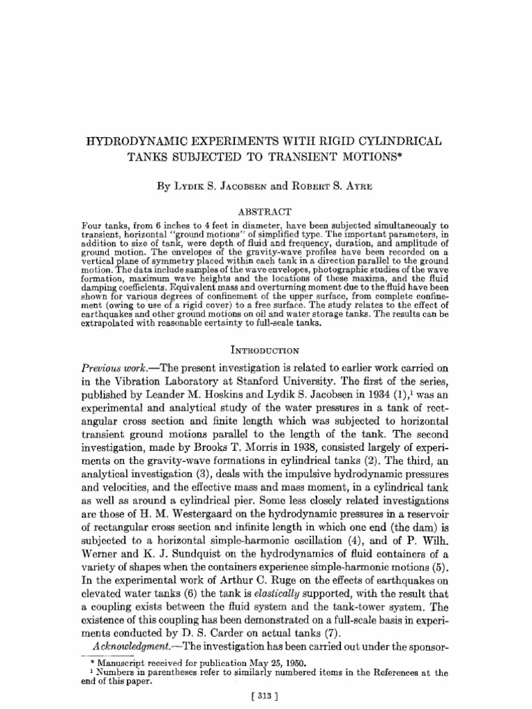 1951-Jacobsen-Hydrodynamic Experiments With Rigid Cylindrical Tanks ...