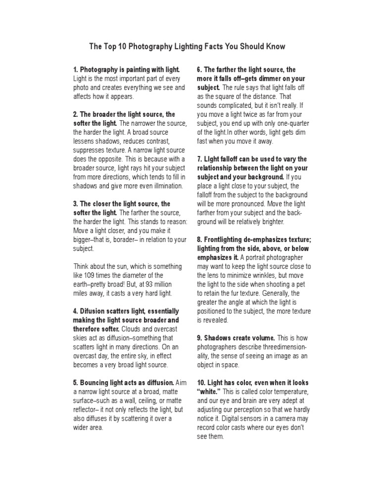 Top 10 Lighting Facts | PDF | Shadow | Physical Phenomena