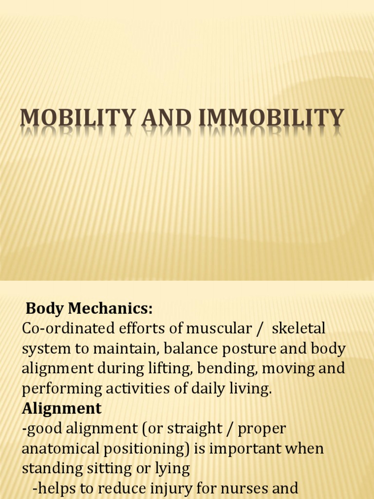 Mobility & Immobility Guide | PDF | Urinary System | Blood Pressure