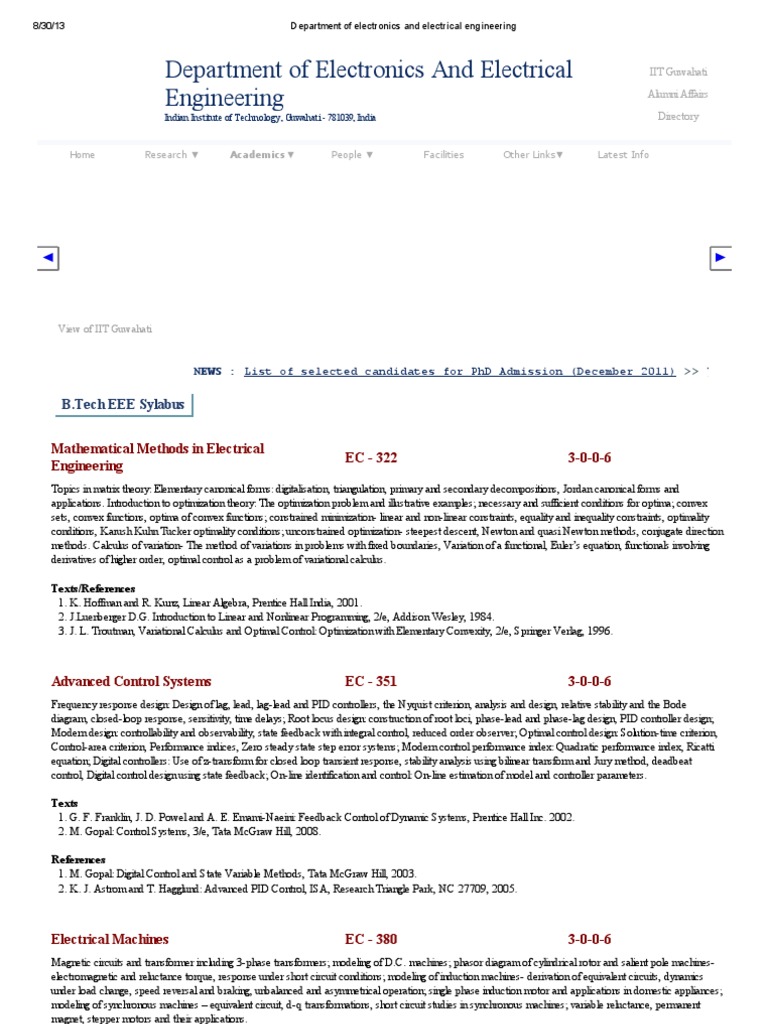 Department of Electronics and Electrical Engineering | PDF | Power ...