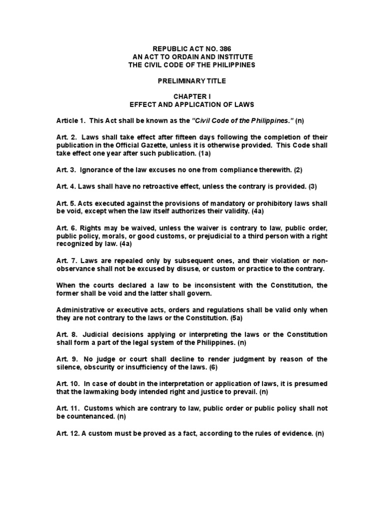 Ra 386 | PDF | Ex Post Facto Law | Constitution