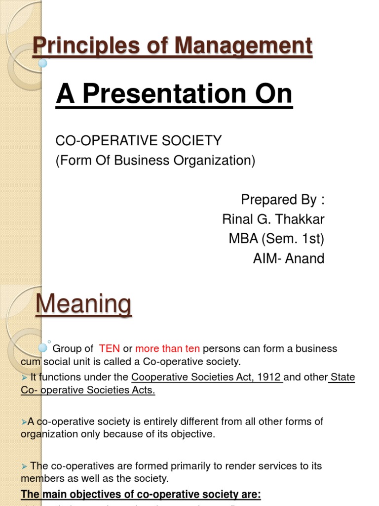 Understanding Co-operative Societies | PDF | Cooperative | Business