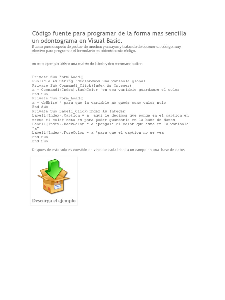 Codigo Fuente Odontograma en Visual Basic | PDF
