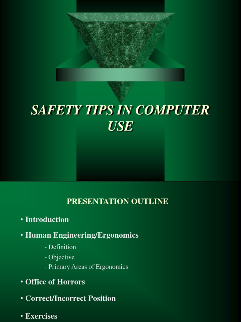 Computer safety tips | PDF | Chair | Human Factors And Ergonomics