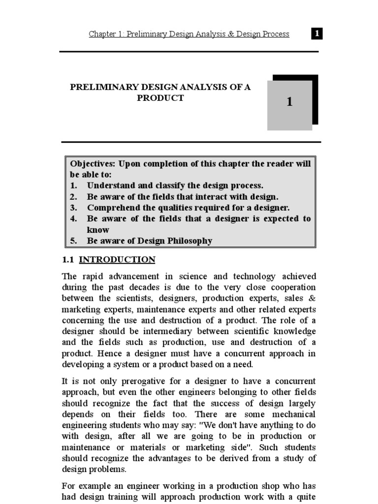 Chapter 1: Preliminary Design Analysis & Design Process | PDF | Design ...