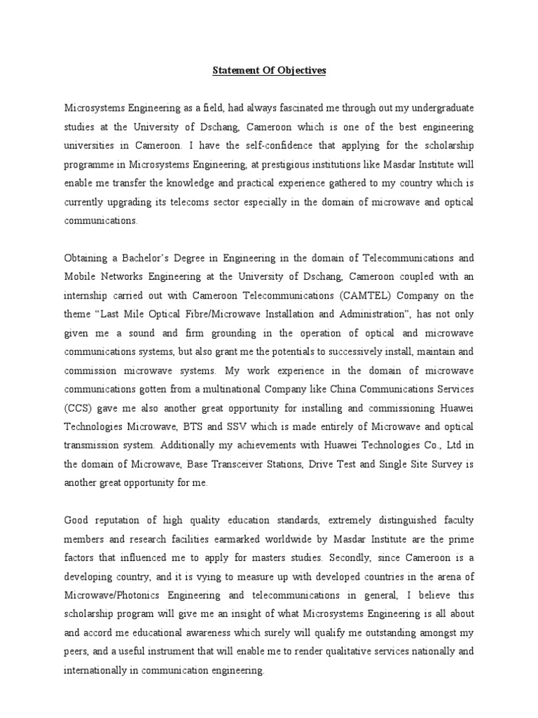 Statement of Objectives | PDF | Telecommunication | Microwave