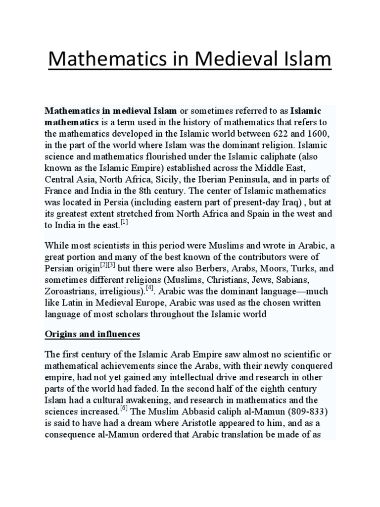 Islamic Mathematics | Download Free PDF | Non Euclidean Geometry | Algebra