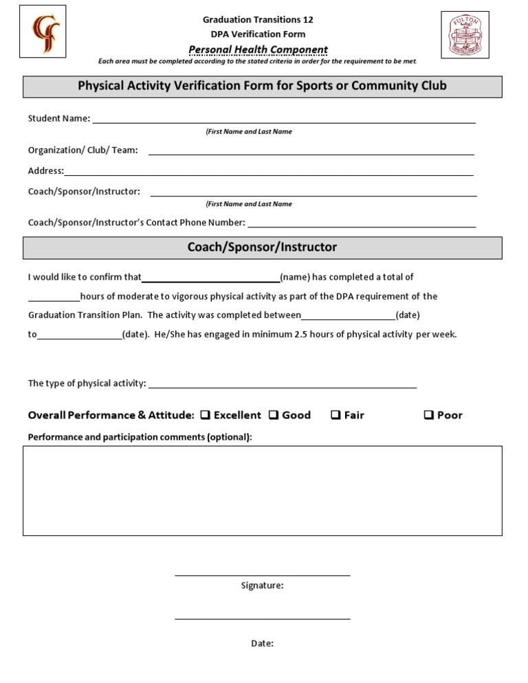 DPA Verification Form for Graduation | PDF