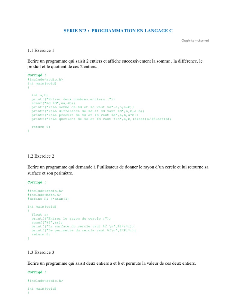 Langage C | PDF | Mathématiques élémentaires | Programmation informatique