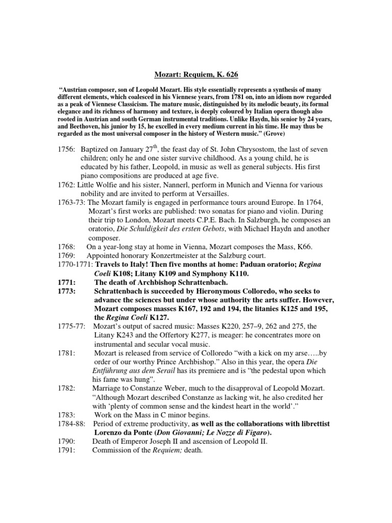 Mozart Presentation | PDF | Classical Music | Elements Of Music