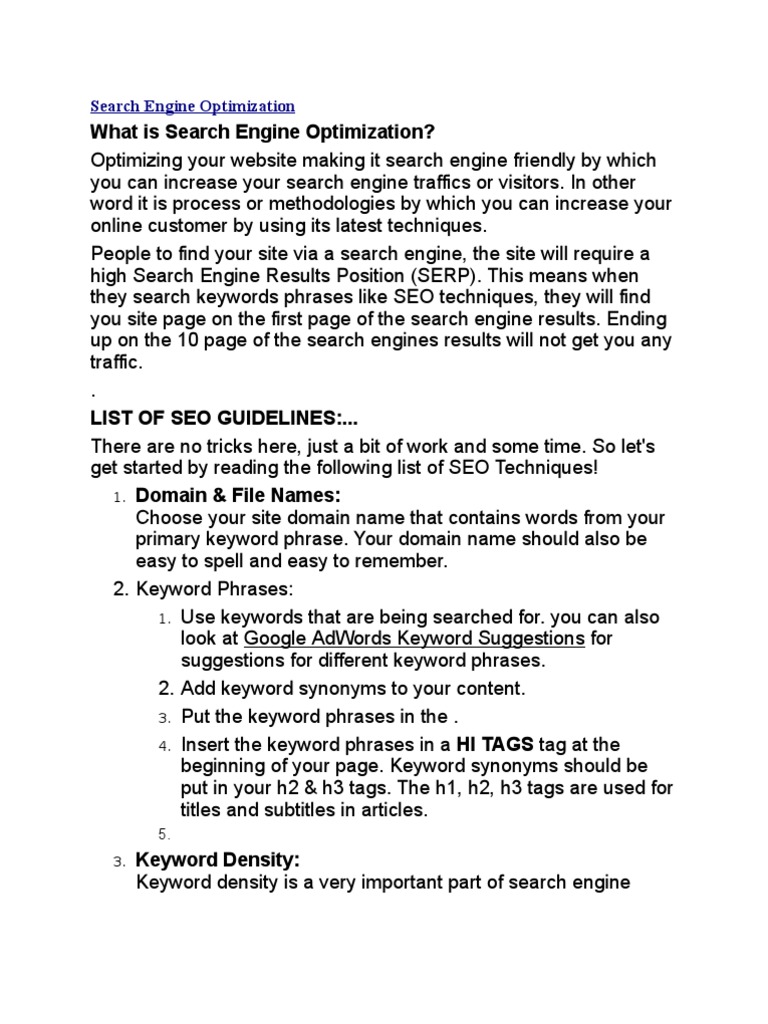 SEO Methodology, SEO Techniques, SEO Tips | PDF | Search Engine ...