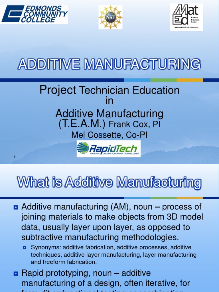 Additive Manufacturing Technician Education | PDF | 3 D Printing ...