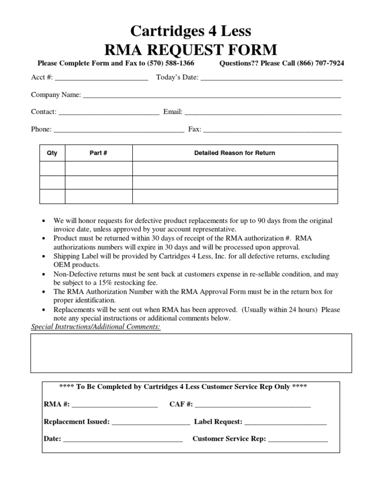 Rma Form | PDF