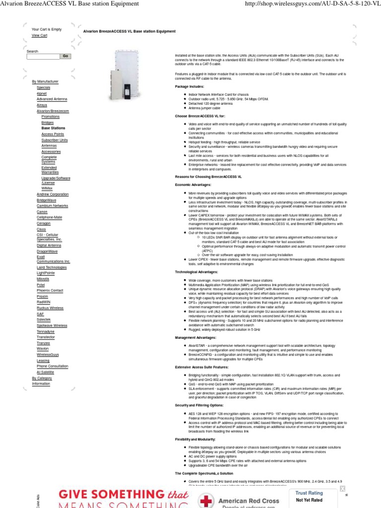 Alvarion BreezeACCESS VL Base Station Equipment | PDF | Wi Max ...