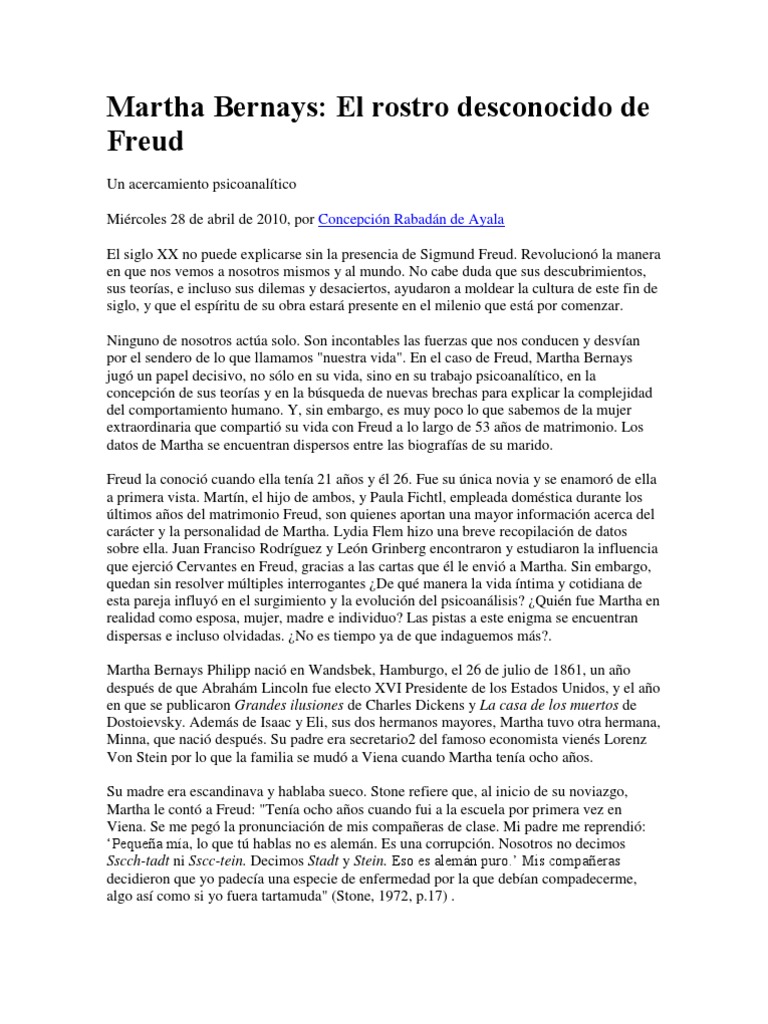 Martha Bernays | PDF | Sigmund Freud | Psicoanálisis