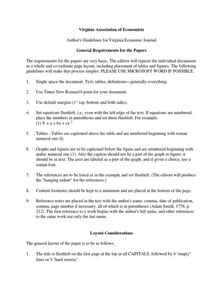 Guidelines Vae | PDF | Text | Economics