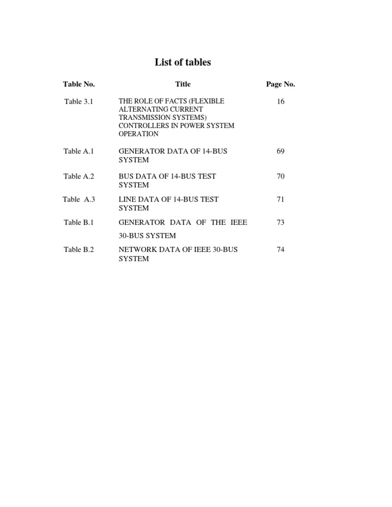 Power System Data Tables Overview | PDF