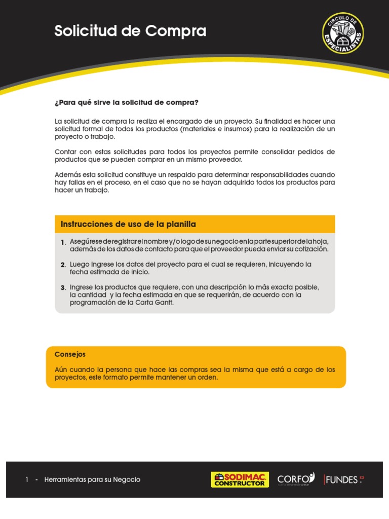 Solicitud de Compra | Informática | Computadoras