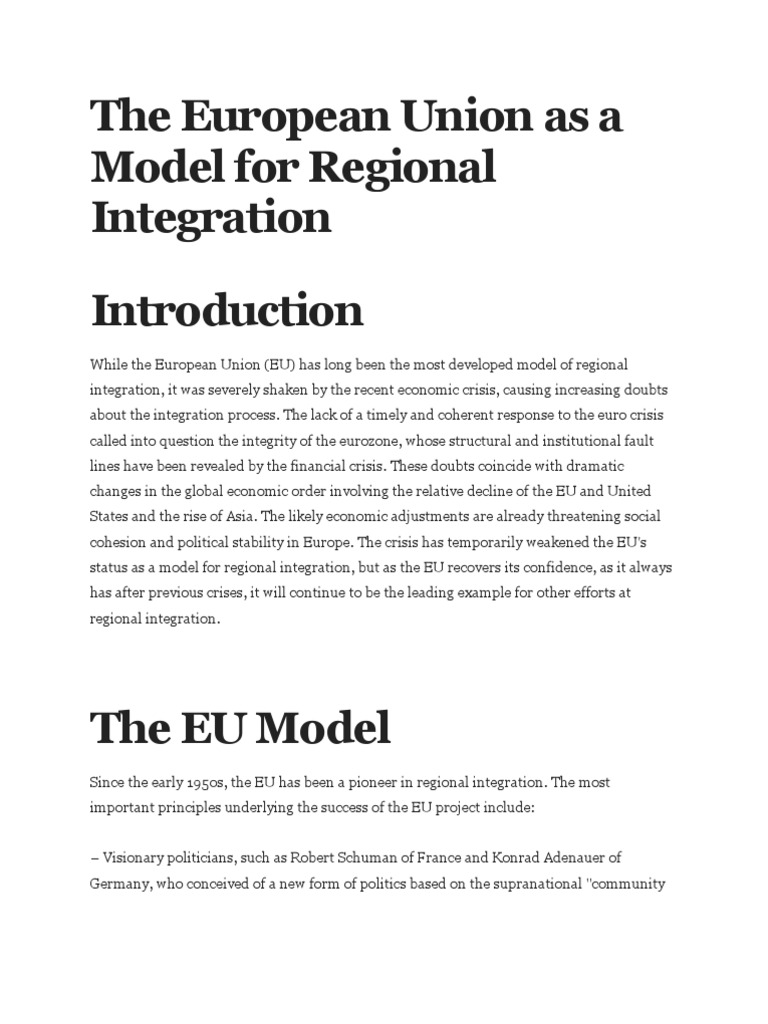 The European Union As A Model For Regional Integration | PDF | Member ...