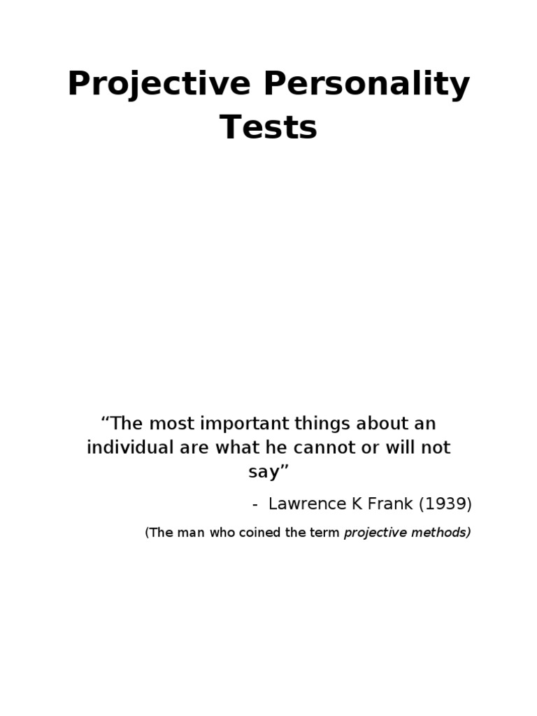 Projective Personality Tests | Download Free PDF | Personality ...