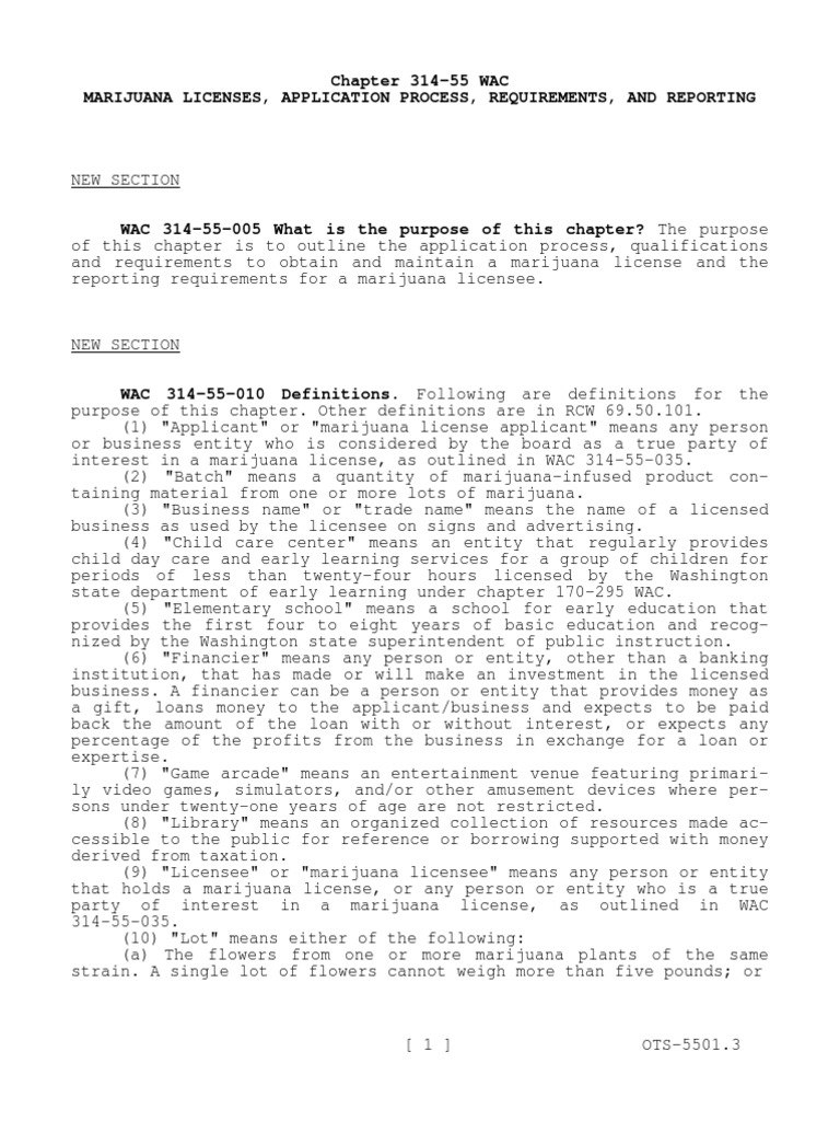 Chapter 314-55 WAC Marijuana Licenses, Application Process ...