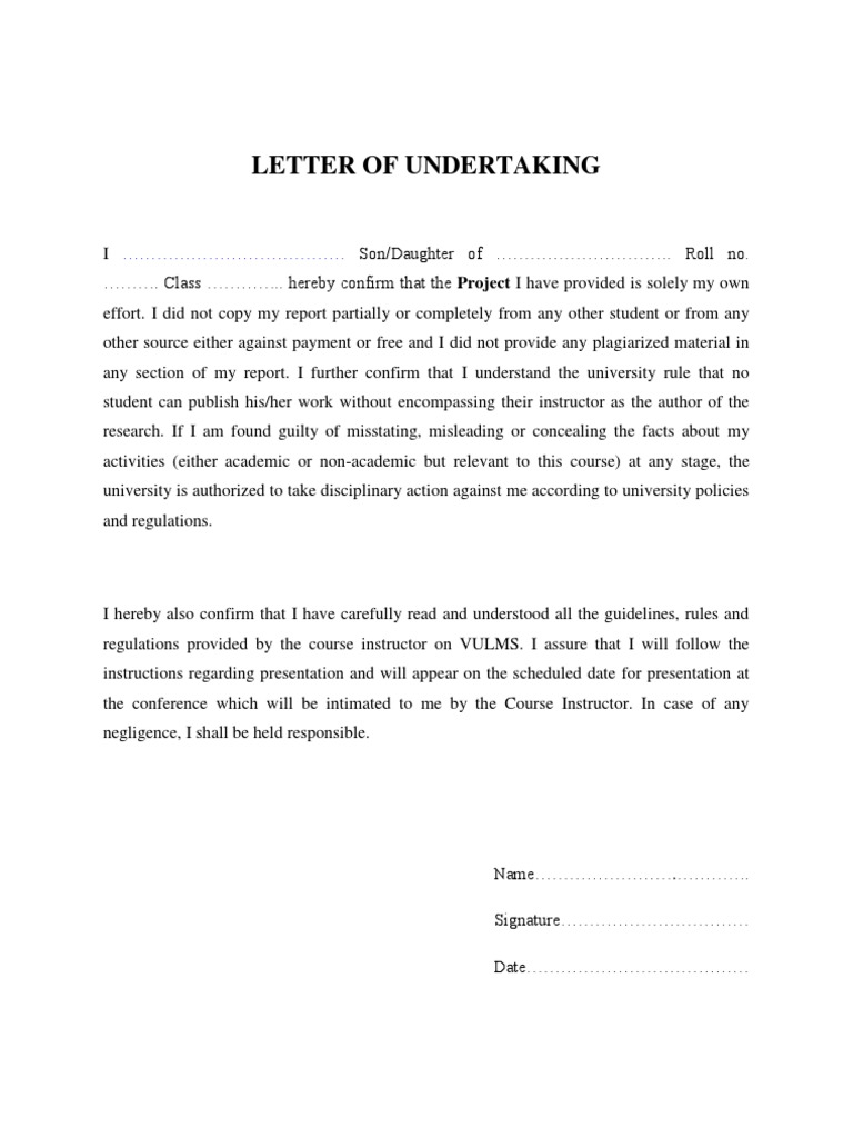 Letter of Undertaking | PDF