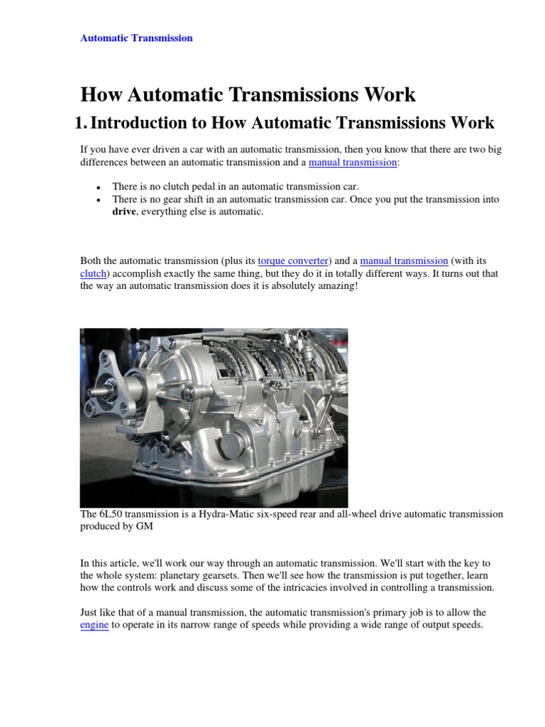 Understanding Automatic Transmissions | PDF | Transmission (Mechanics ...