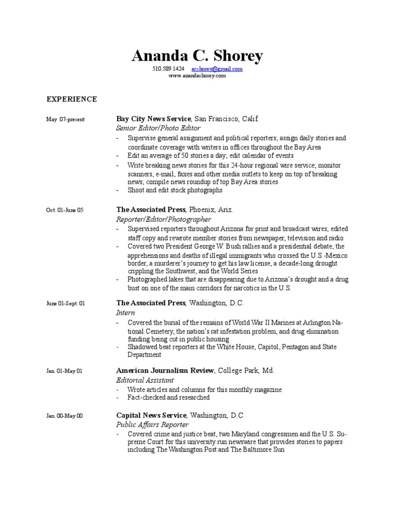 As Resume | PDF | News | Associated Press