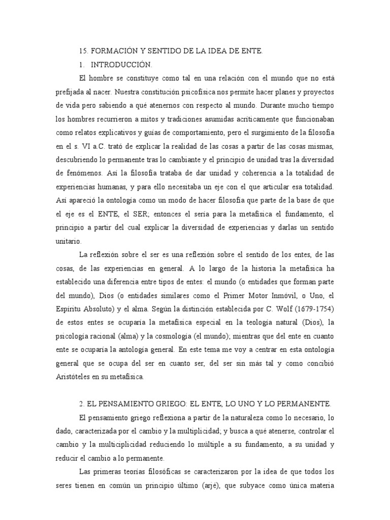 Formación del Ente en Filosofía | PDF | Esencia | Existencia