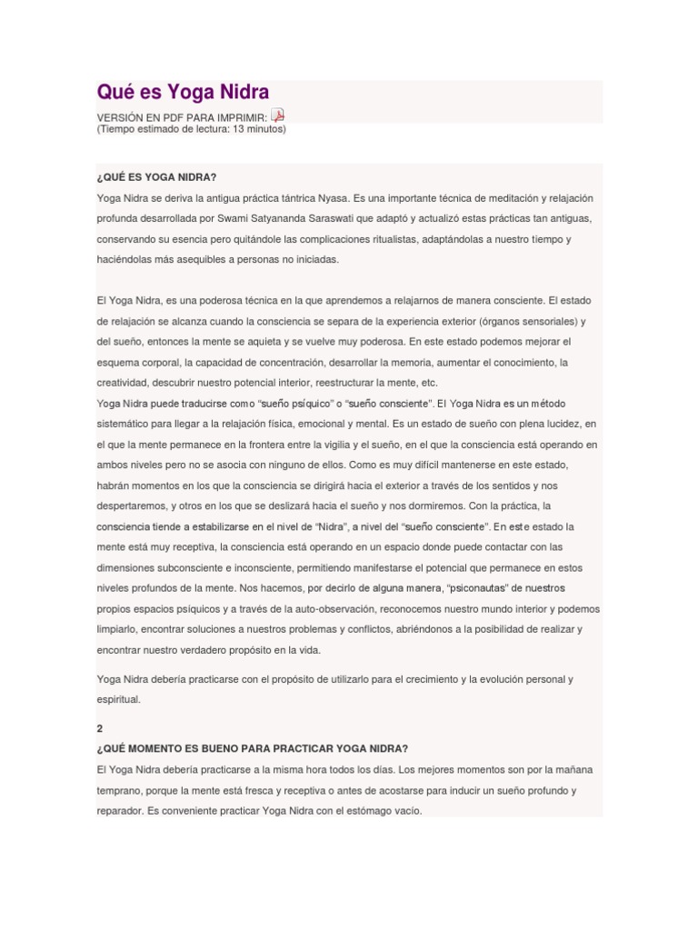 Qué Es Yoga Nidra | PDF | Mente | Yoga