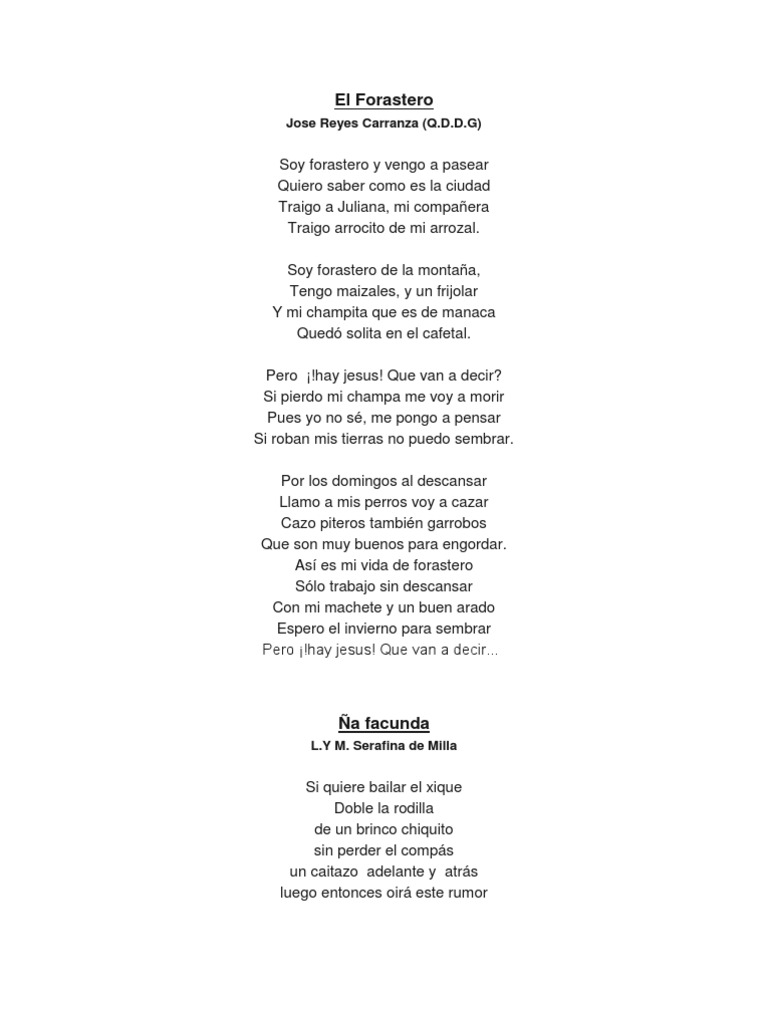 Letras de Canciones Hondureñas | PDF