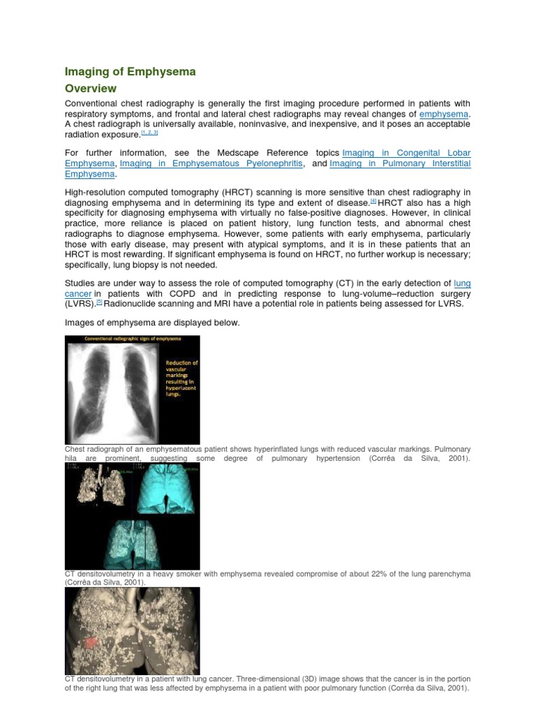 Imaging of Emphysema | PDF | Chronic Obstructive Pulmonary Disease | Ct ...