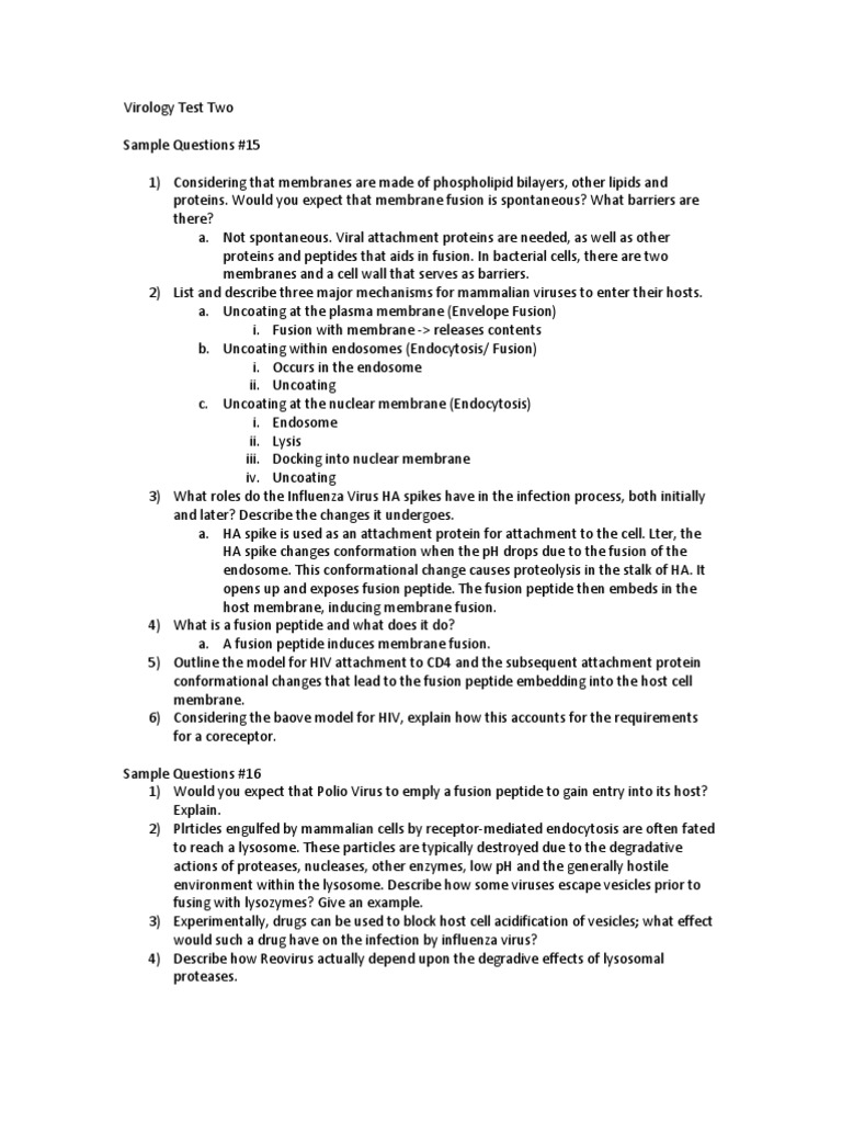 Virology Test Two | PDF | Virus | Cell Membrane