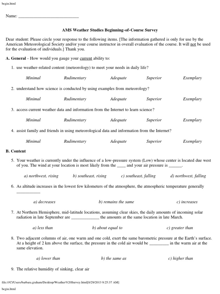 Weather Survey | PDF | Atmosphere Of Earth | Weather
