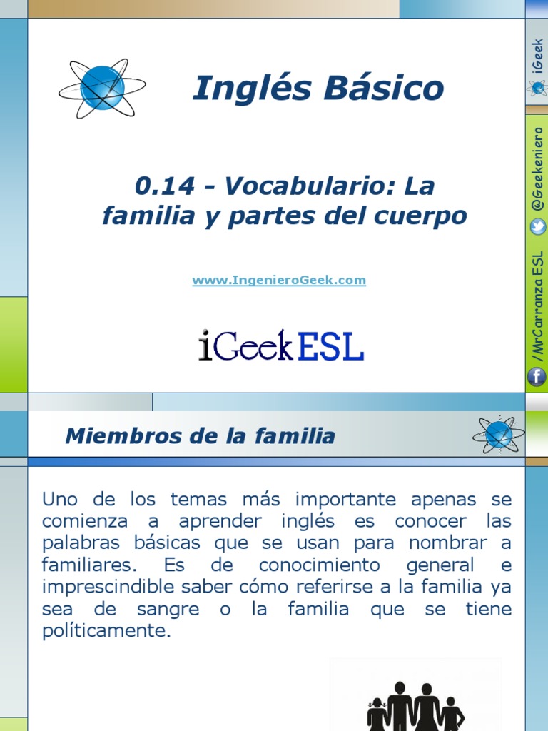 0.14 - Vocabulario La Familia y Partes Del Cuerpo | PDF | Anatomía ...
