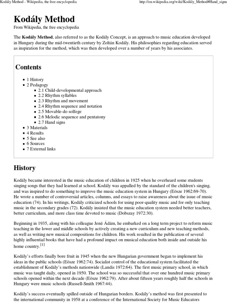 Kodály Method - Wikipedia, The Free Encyclopedia | PDF | Musicology ...