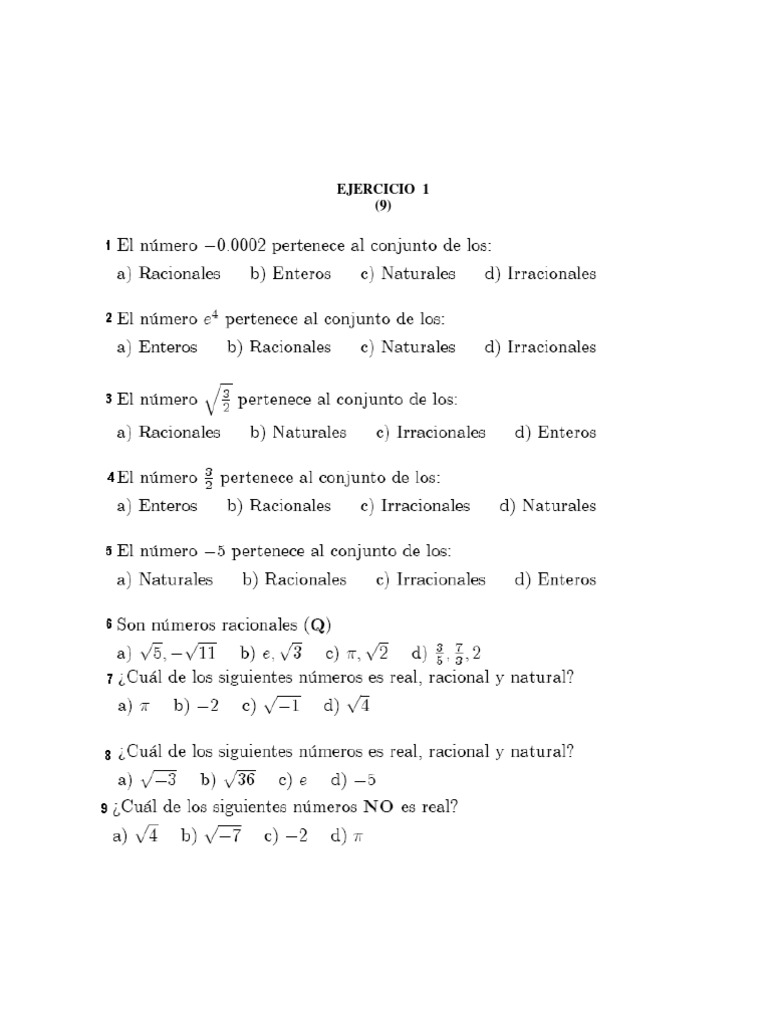 Ejercicios de Precálculo | PDF
