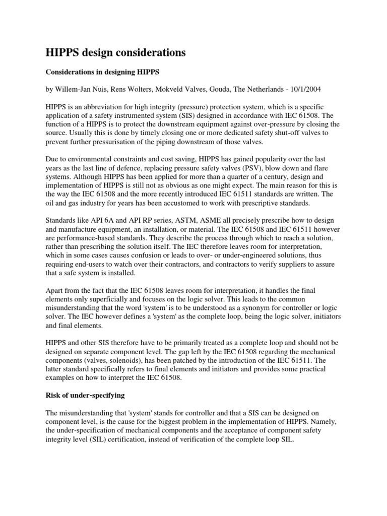 HIPPS Design Considerations | PDF | Specification (Technical Standard ...