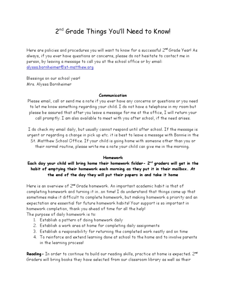2nd Grade Expectations 2 | PDF | Further Education | Schools