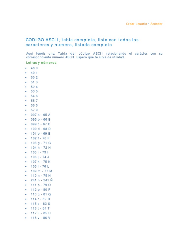 Codigo Ascii | PDF | Ascii | La interacción persona-ordenador