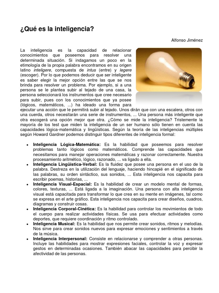 Qué Es La Inteligencia PDF | PDF | Conocimiento | Ciencia cognitiva