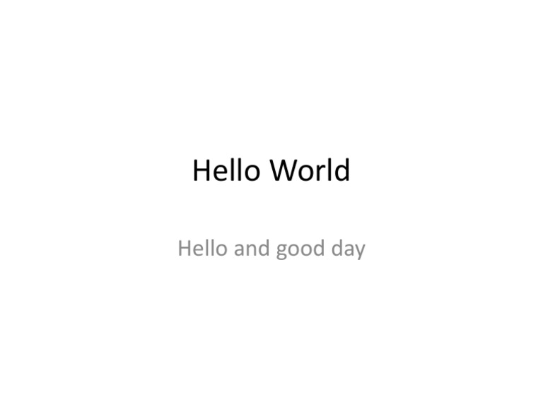 Hello World Pdf