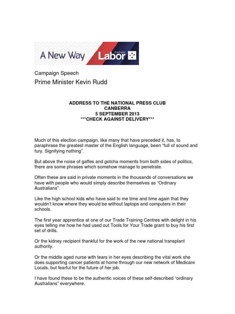 NPC Speech | PDF | Australia | Austerity