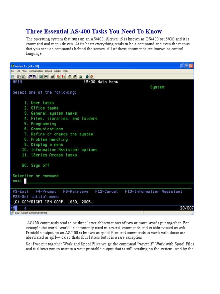 Three Essential AS400 Tasks | PDF | Ibm System I | Microsoft Excel