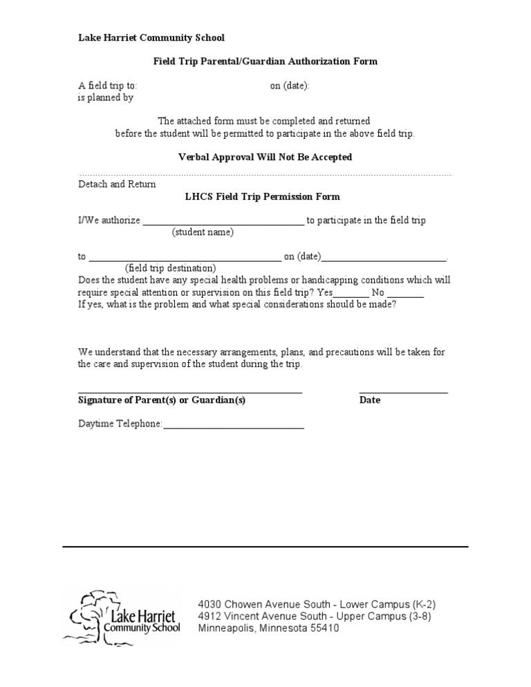 Lhcs Generic Field Trip Form | PDF