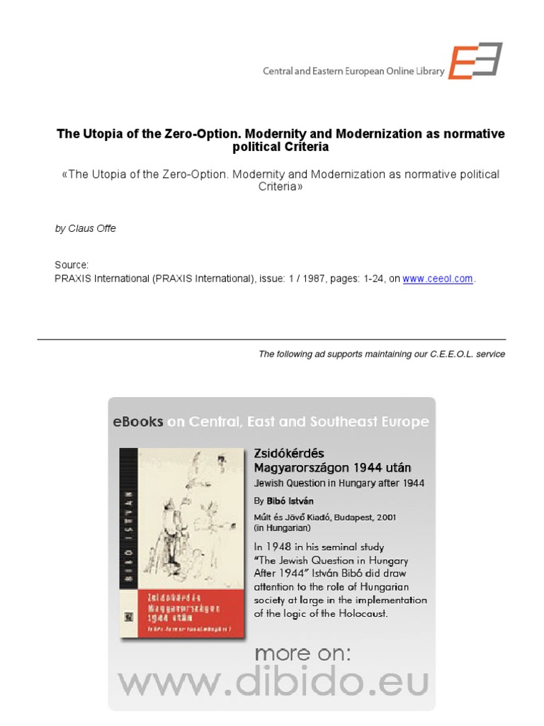 The Utopia of The Zero-Option | PDF | Modernity | Modernization Theory