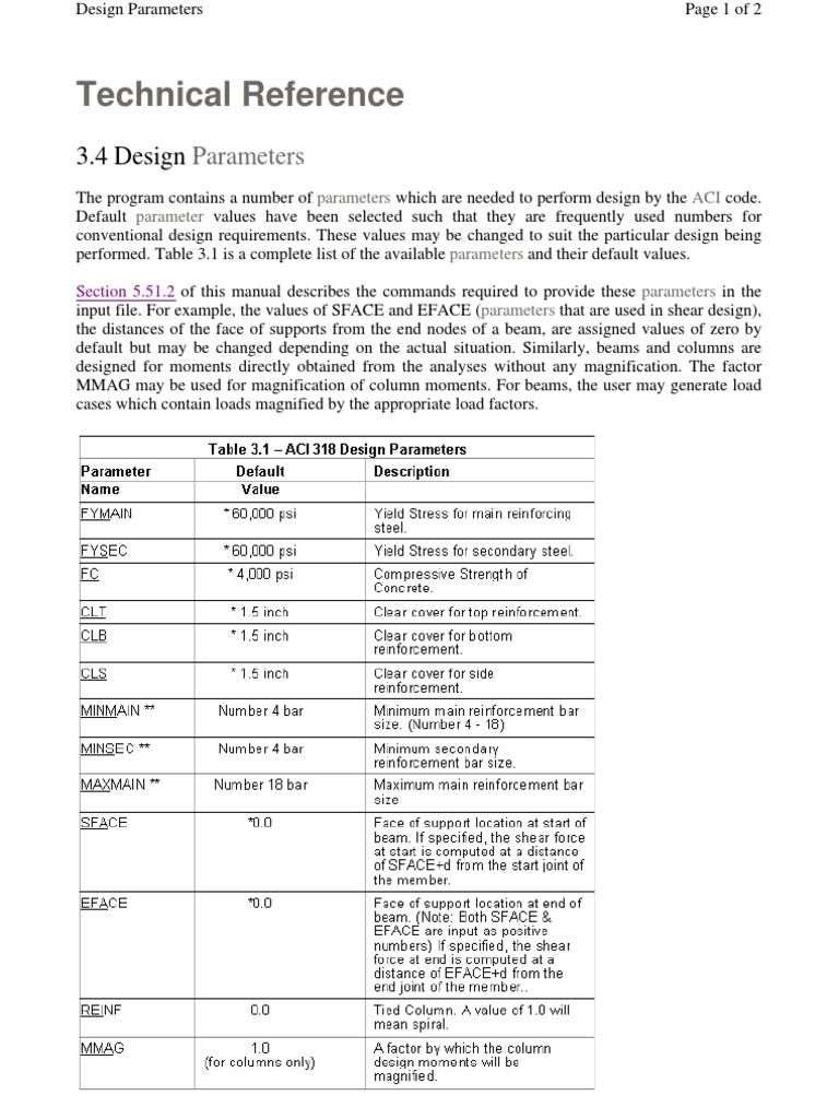 ACI Conc Design Parameters PDF | PDF
