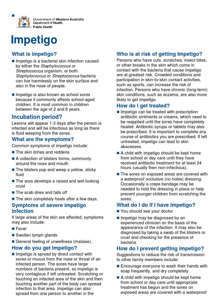 Impetigo Factsheet | Immunology | Medical Specialties
