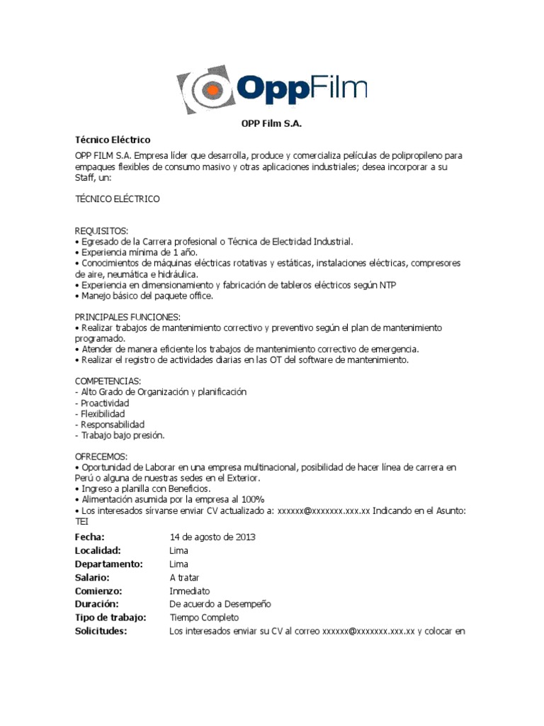 OPP Film S | PDF | Correo electrónico | Perú