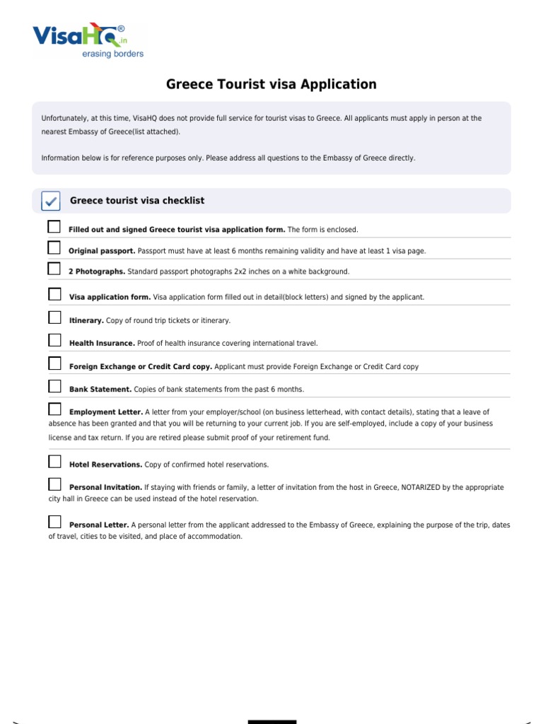 Greece Tourist Visa Application Guide | PDF | Travel Visa | Passport
